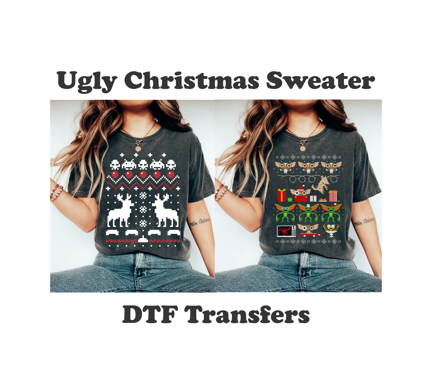 Christmas Ugly Sweater DTF Transfers | Iron-On Hot Peel Designs – Cute ...