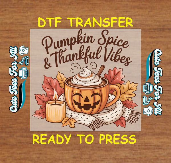 Fall Thankful Pumpkin Spice DTF Transfer – Cozy Autumn Iron On – Cute ...