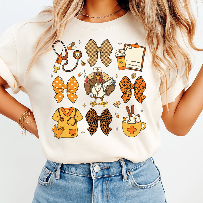 Thanksgiving Nurse Turkey DTF Transfer – Fall Iron On DIY Shirts – Cute Tees For ALL DTF ...