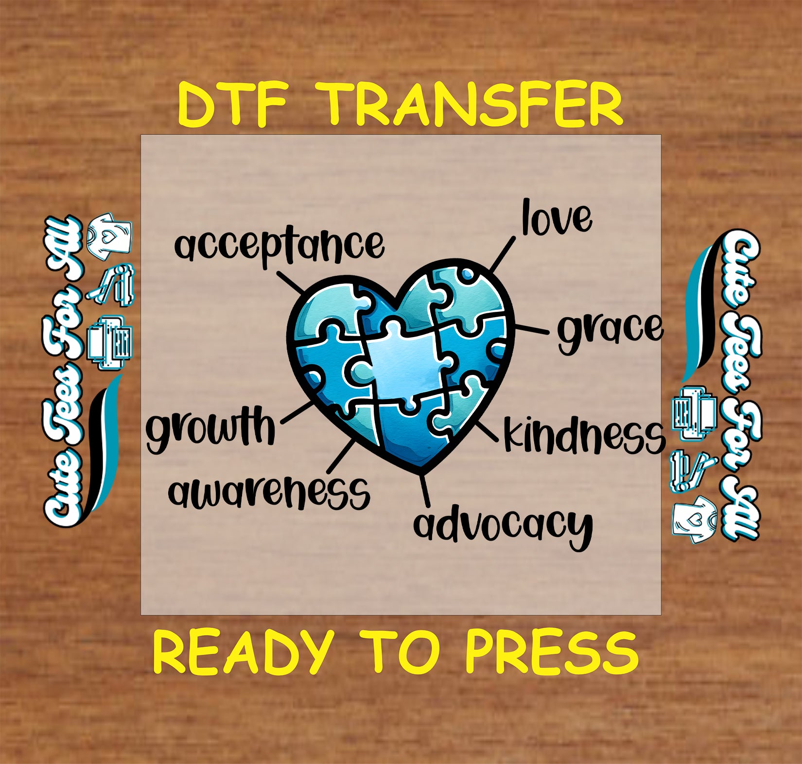 Autism Awareness Heart Puzzle DTF Transfer Acceptance Love – Cute Tees ...