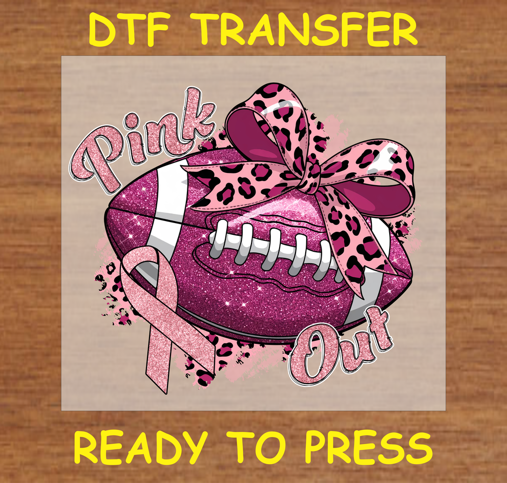 Pink Out Glitter Football DTF Transfer | Ready to Press – Cute Tees For ...