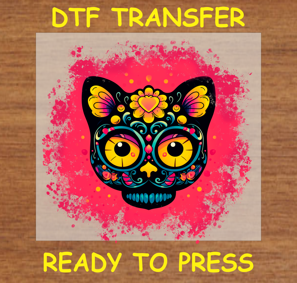 Día de los Muertos Cat DTF Transfer | Ready to Press – Cute Tees For ALL DTF Transfers & Custom ...