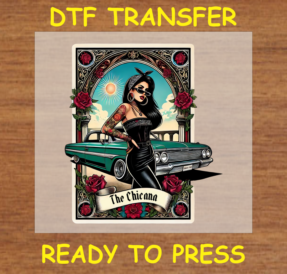 The Chicana DTF Transfer | Vintage Lowrider and Chicana Style Ready to ...